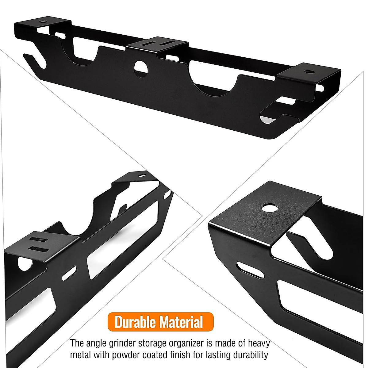 ZPSNDP 2 Pcs Metal Angle Grinder Holder Rack, 4 Bay Power Angle Grinder Stands with Wire Holder, Wall Mount Power Tool Organizer Suitable for Garage Shop Home