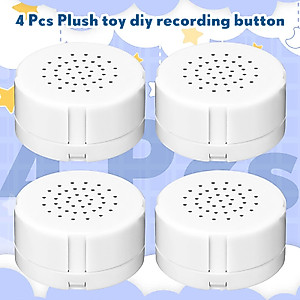Handepo 4 Pcs 20 Seconds White Voice Recorder for Stuffed Animal Sound Recorder Recordable Sound Module Toy Recording Device, Record Messages for Plush Toy Doll Stuffed Bear Toy Pillow
