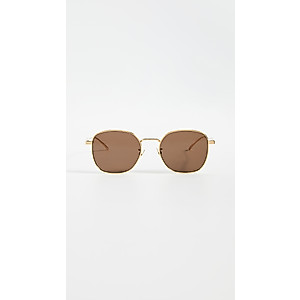 Bottega Veneta Metal Ribbon Round Sunglasses, Gold/Gold/Brown, One Size