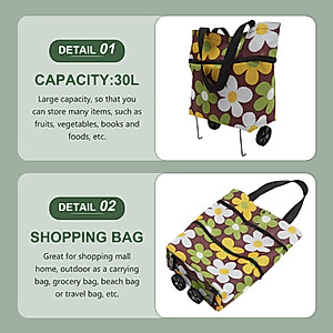 NUOBESTY Tote Bags Go Cart Groceries Reusable Grocery Bag Outdoor Storage Bag Grocery Cart Bag Grocery Tote Bag Foldable Storage Bag with Wheels Tie Rod Shopping Large Oxford Cloth