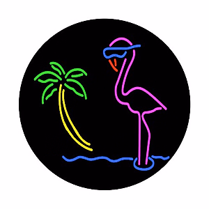 Neon, Pink Flamingo, Tropical, Colorful, Artwork Pop-Socket PopSockets PopGrip: Swappable Grip for Phones & Tablets