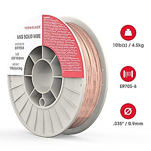 YESWELDER ER70S-6 .035-Inch on 10-Pound Spool Carbon Steel Mig Solid Strong ABS Plastic Spool Welding Wire