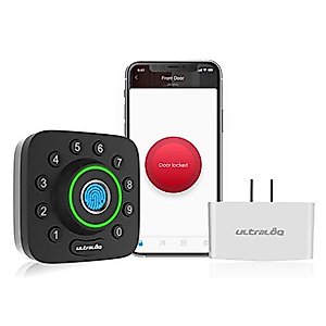 Smart Lock, ULTRALOQ U-Bolt Pro with Bridge WiFi Adaptor, 6-in-1 Keyless Entry Door Lock with App, WiFi, Bluetooth, Fingerprint and Keypad, ANSI Grade 1 Certified, Smart Door Lock, Front Door Lock