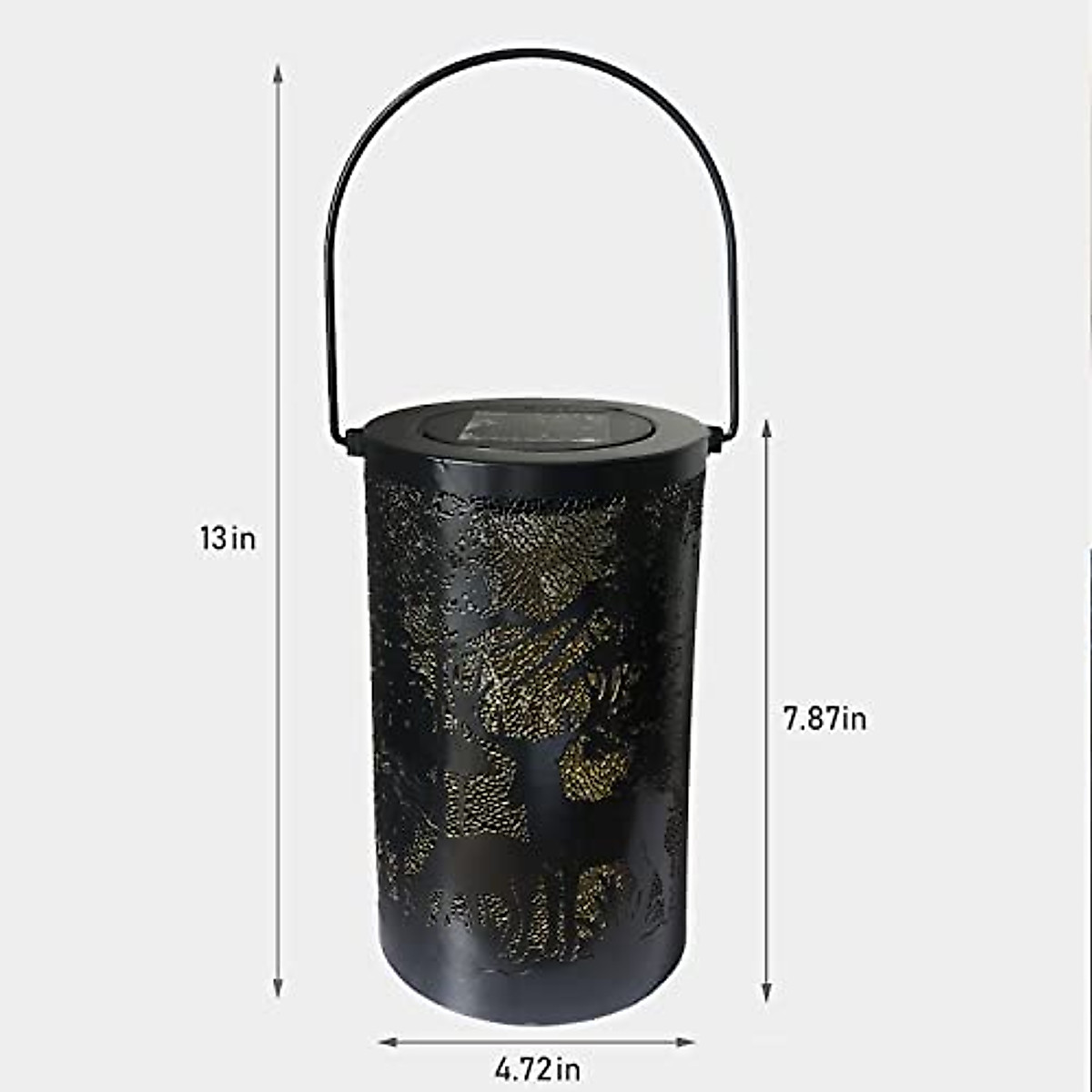 Solar Lanterns Outdoor Waterproof, Solar Hanging Lantern Lights Made of Metal Carved with Deer and Trees. LED Decorative Garden Light for Patio, Table, Pathway, Yard, Landscape