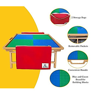 El Toro Creative Large Foldable Building Block Table for Kids – Durable Faux-Wood, Includes Storage, Portable Play Desk