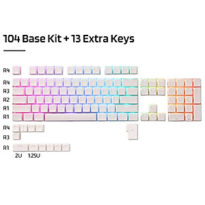 LTC LavaCaps PBT Double Shot 116-Key Pudding Keycaps Set, Translucent XDA Profile for ISO & ANSI Layout 61/68/84/87/104 Keys Mechanical Keyboard, with Keycap Puller - (Only Keycaps), White
