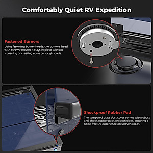 CAMPLUX Classic RV Propane Range 17 Inches, Propane Range Oven with 3 Burners Cooktop for RV, RV Propane Stove Oven Combo 28,100 BTU/Hr, Stainless Steel RGS17MSF