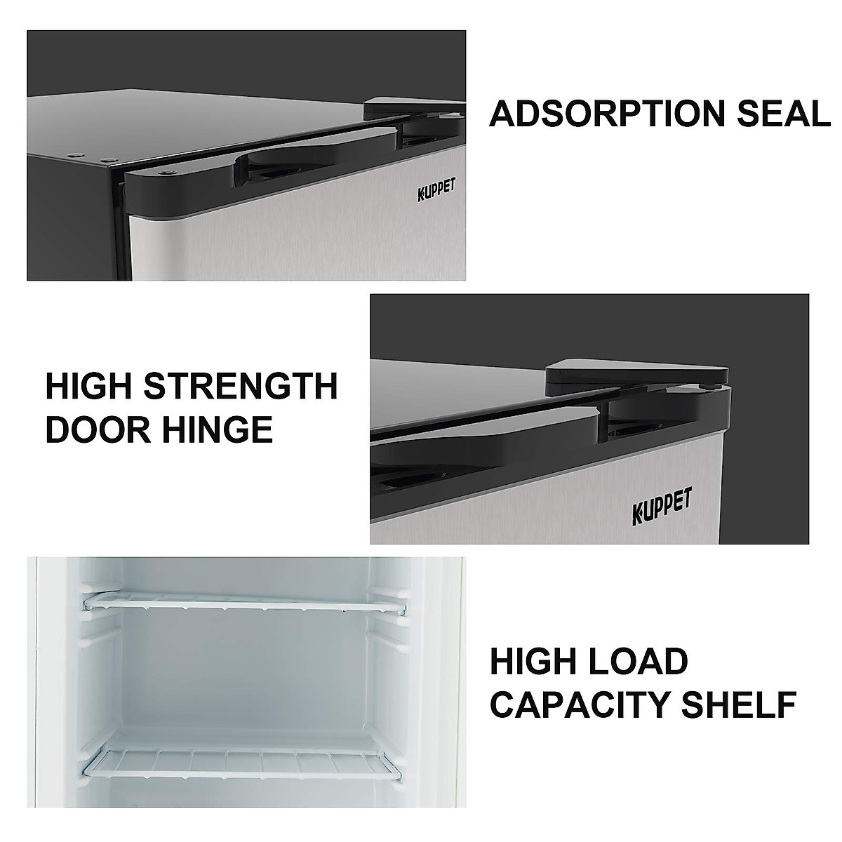 KUPPET Upright Freezer, Compact Reversible Single Door Table Top Mini Freezers for Ice Cream/Breast Milk/Sea Food, Adjustable Removable Shelves, 2.1CU.FT (Black)