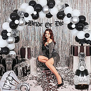 Bachelorette Party Decorations Black and Silver - Bride or Die Bachelorette Party Supplies, Bride or Die Balloon Banner Ring Foil Balloon Bride To Be Sash for Bridal Shower Hen Engagement