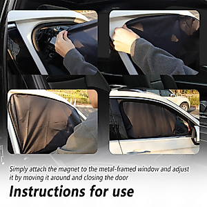 4Pack Car Window Shades with Magnets,Strong-Light Blocking&UV Protection Car Privacy Shades,Universal Essential Interior Accessories for Window Baby,Auto Camping and Napping Curtains