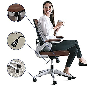 Modway Attainment Mesh Vinyl Modern Office Chair in Tan