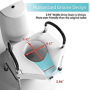 Raised Toilet Seat, Elevated Toilet Seat Riser with Handles Height Adjustable Legs for Elongated Standard Toilets 300 lbs Heavy Duty Bathroom Assist Safety Commode Frame White