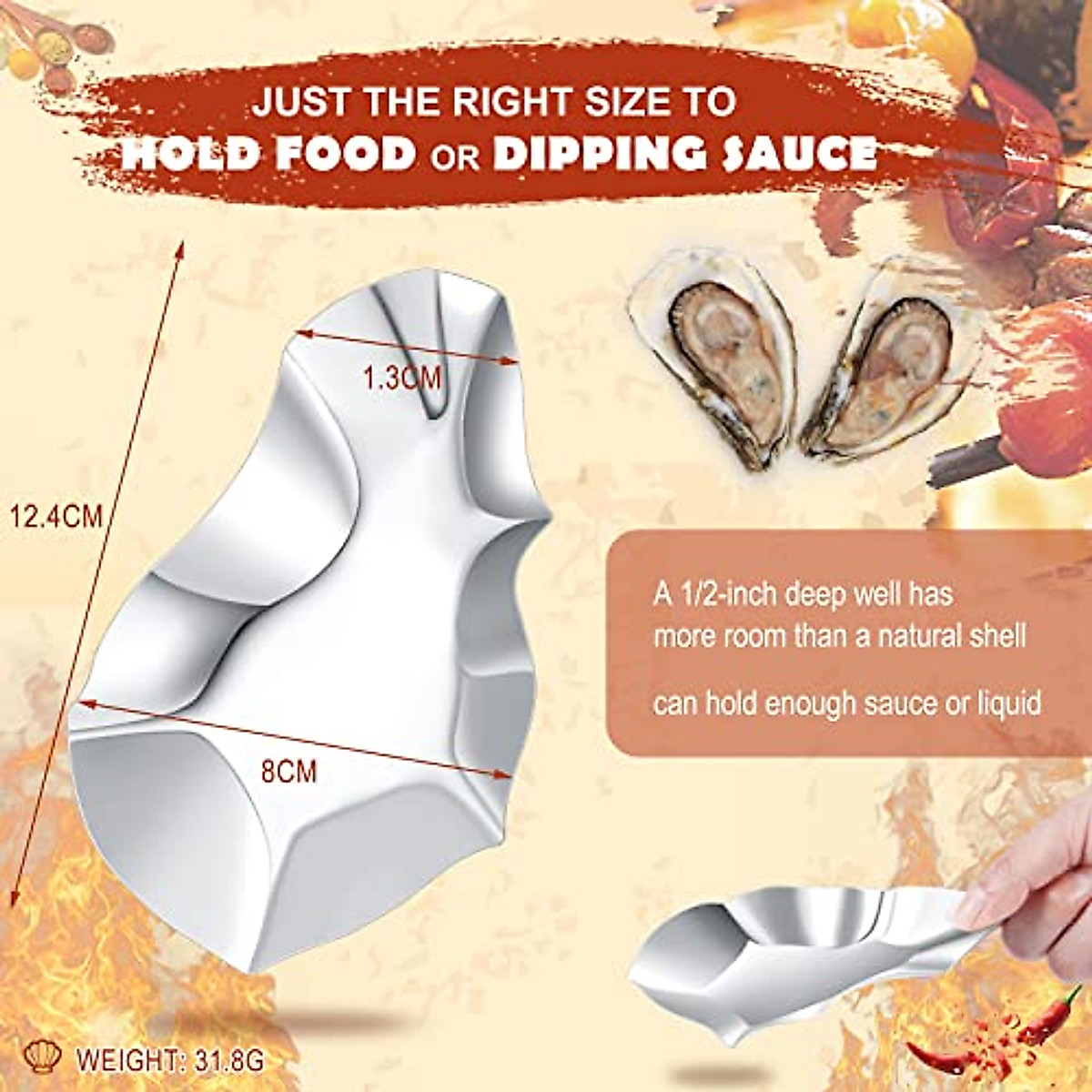 Set of 24 Stainless Steel Grillable Oyster Shells Reusable Clam Shells for Baked Grilled Oyster Shells for Cooking Silver Oyster Grilling Shells Kitchen Metal Oyster Dish for Seafood Clam Scallop