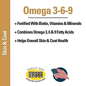 Vet Classics Omega 3-6-9 Pet Skin & Coat Dog Supplement – Supports Health Skin for Cats, Glossy Coats for Pets – Pet Health Supplement for Cat Skin, Dog Skin – Omega Fatty Acids – Powder 14 Oz.