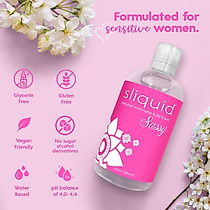 Sliquid Naturals Water-Based Lube for Women/Men/Couples - Sliquid H2O 8.5 Oz and Sliquid Sassy 8.5 Oz Personal Lubricant Set, Non-Staining, Unscented, Unflavored (2 Piece Set)