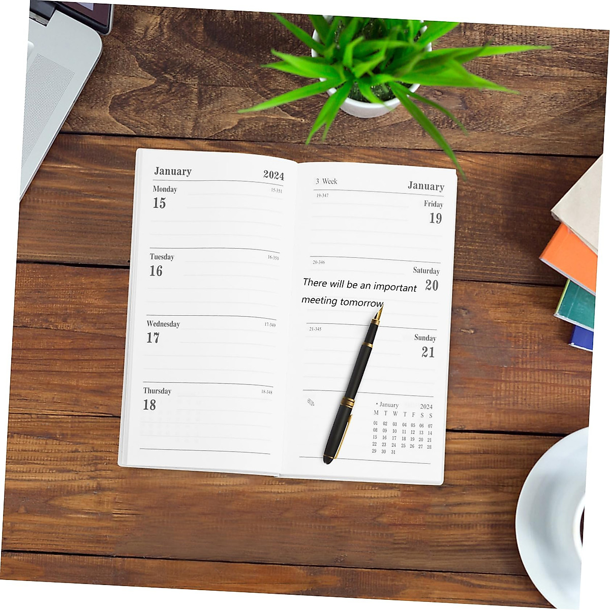 NUOBESTY 3pcs Gallery Leather Weekly Planner 2024 Planner Notebook Daily Task Planner Digital Calendar Planner Undated Planner Weekly and Monthly Note Pads Paper Dating Pocket Binder