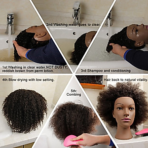 Kalyx Mannequin Head African American with 100% Human Hair Cosmetology Afro Hair Manikin Head for Practice Styling Braiding