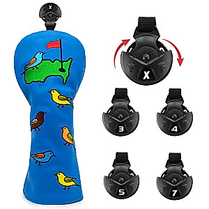 Barudan Golf Fairway Wood Head Cover Headcover, Birdie & Green Golf Fairway Headcover Interchangeable # 3 4 5 7 X Fairway Head Cover Golf Protective Case Blue
