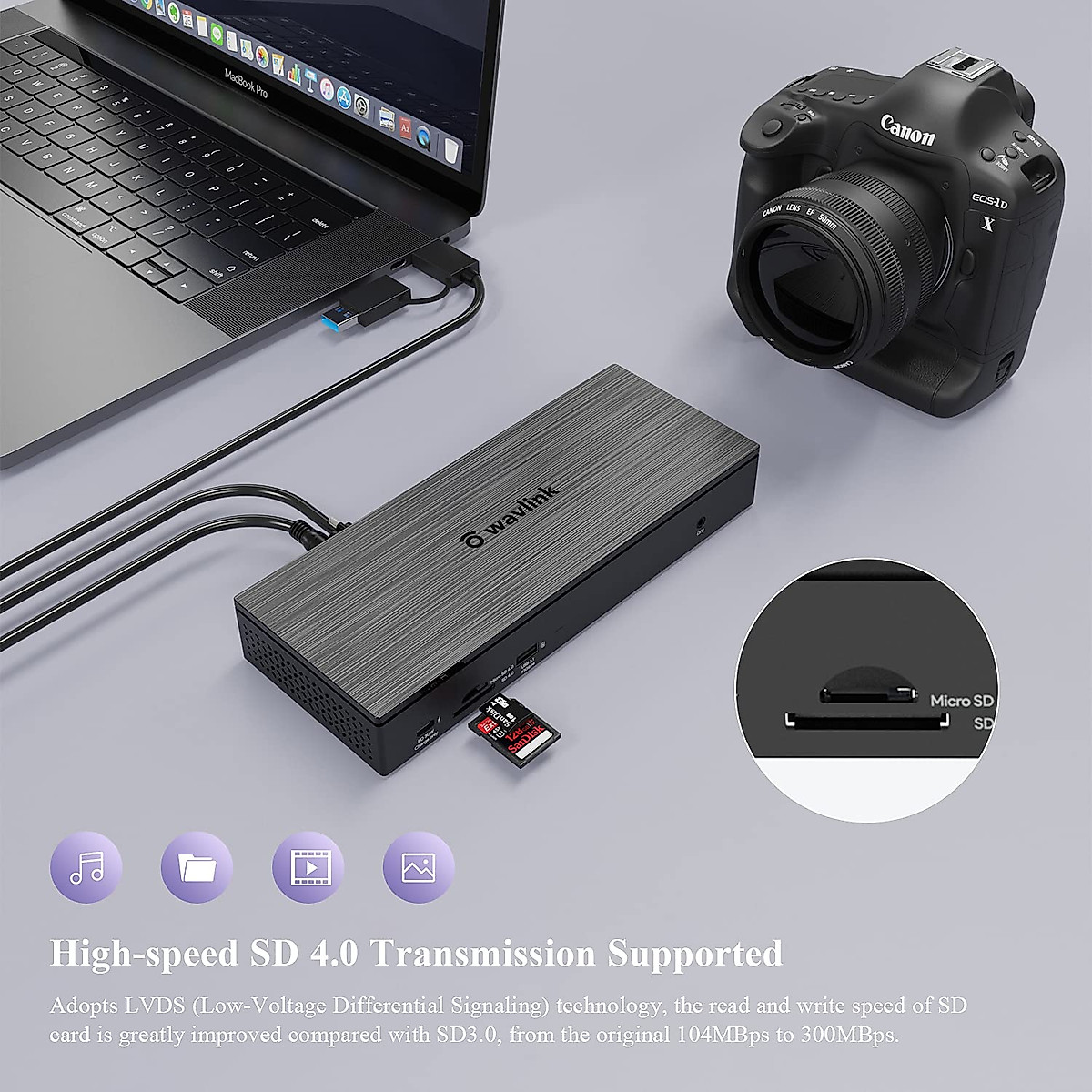 WAVLINK Enterprise-Level Universal Docking Station,20-in-1 USB-C Quad 4K Dual 5K@60Hz Display Dock with 100W Charging,4xDisplayPort(1.2),4xHDMI(2.0),2.5G Ethernet,USB 3.1/3.0-A,USB-C(PD30W)