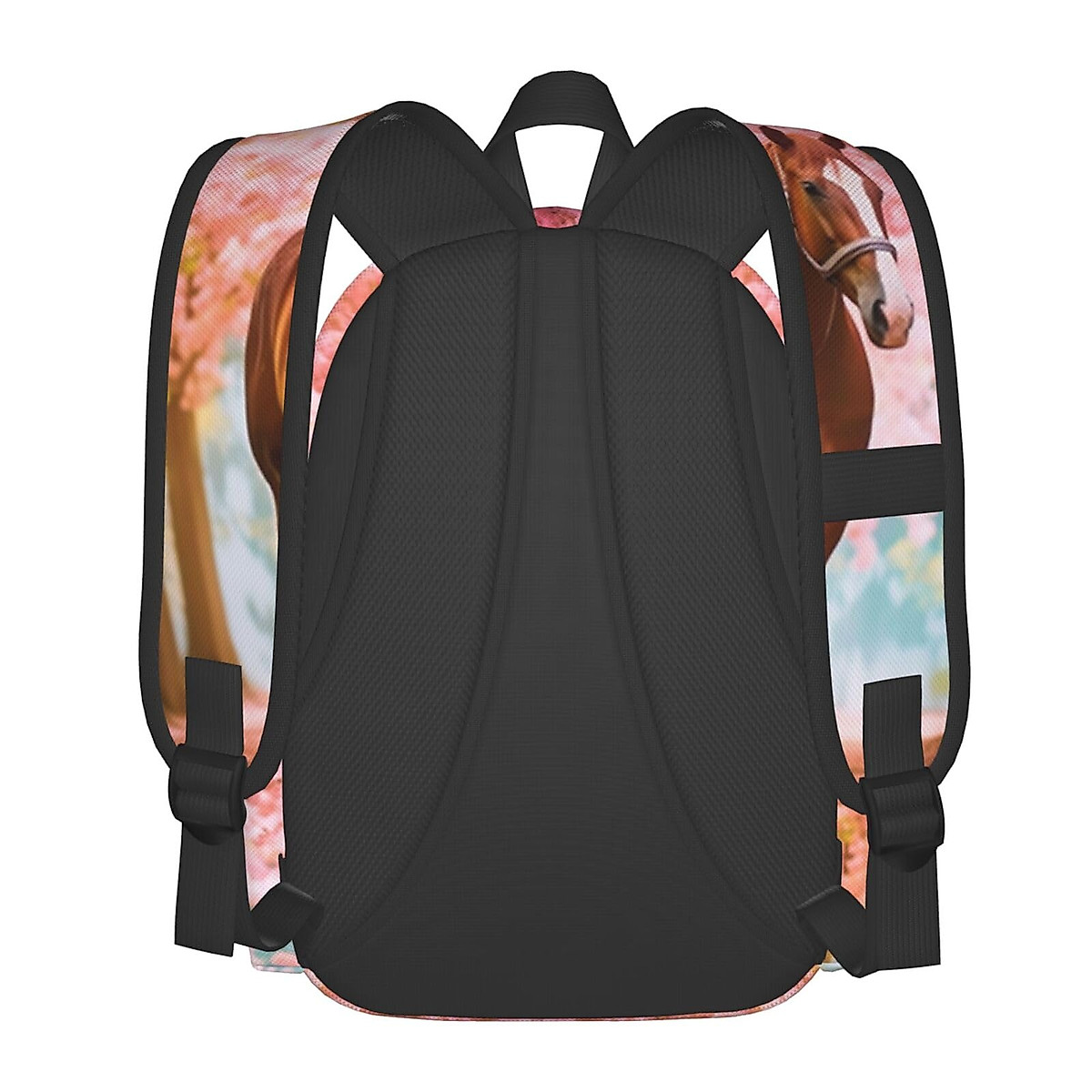 FeHuew 16 inch backpack 3D Horse Sakura Flowers Laptop Backpack Full Print School Bookbag Shoulder Bag for Travel Daypack