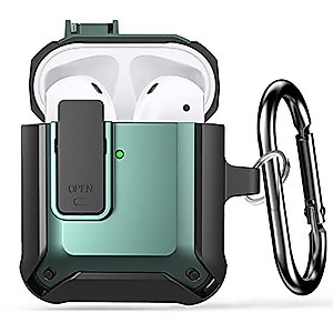 leQuiven for AirPod Case, Cover for AirPods 2nd Generation Case with Lock, Case Cover for AirPod Case 1st Generation, Supports Wireless Charging for AirPods 1st & 2nd [Front LED Visible]