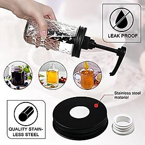 4 Pack Mason Canning Jar Syrup Dispenser Coffee Syrup Dispenser Pump Lids Set with Labels and Pen Honey Dispenser Syrup Pump for 16 oz Regular Mouth Mason Canning Jars