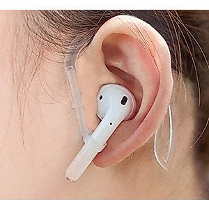 ALXCD Ear Hook Ear Tips Compatible with Airpod, 2 Pairs Over-Ear Soft TPU Ear Hook & 2 Pairs in-Ear Silicone Ear Tips in 1 Set [Anti Slip][Anti Lost], Fit for Airpod Headphone 1+1+2S, White
