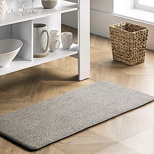 nuLOOM Casual Braided Anti Fatigue Kitchen or Laundry Room Comfort Mat, 2x4, Light Grey