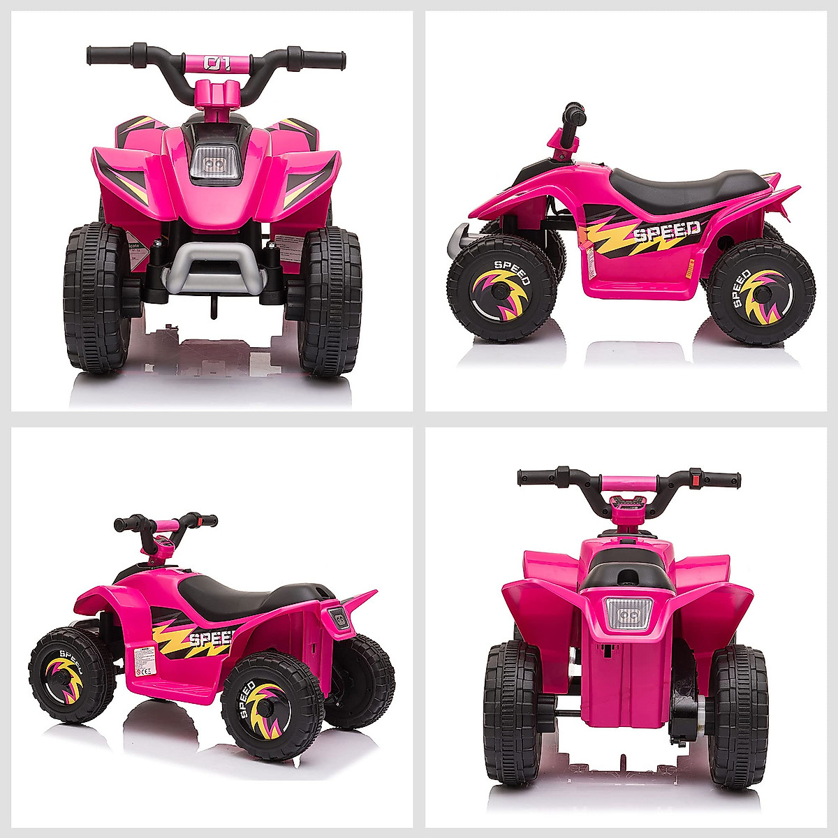 Aosom 6V Kids ATV 4-Wheeler Ride on Car, Electric Motorized Quad Battery Powered Vehicle with Forward/Reverse Switch for 18-36 Months Old Toddlers, Pink