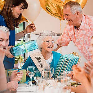 70th Birthday Decorations for Women, 70th Birthday Sash,Tiara, 70th Candles and Happy Birthday Cake Toppers, Rose Gold 70th Birthday Gifts Set