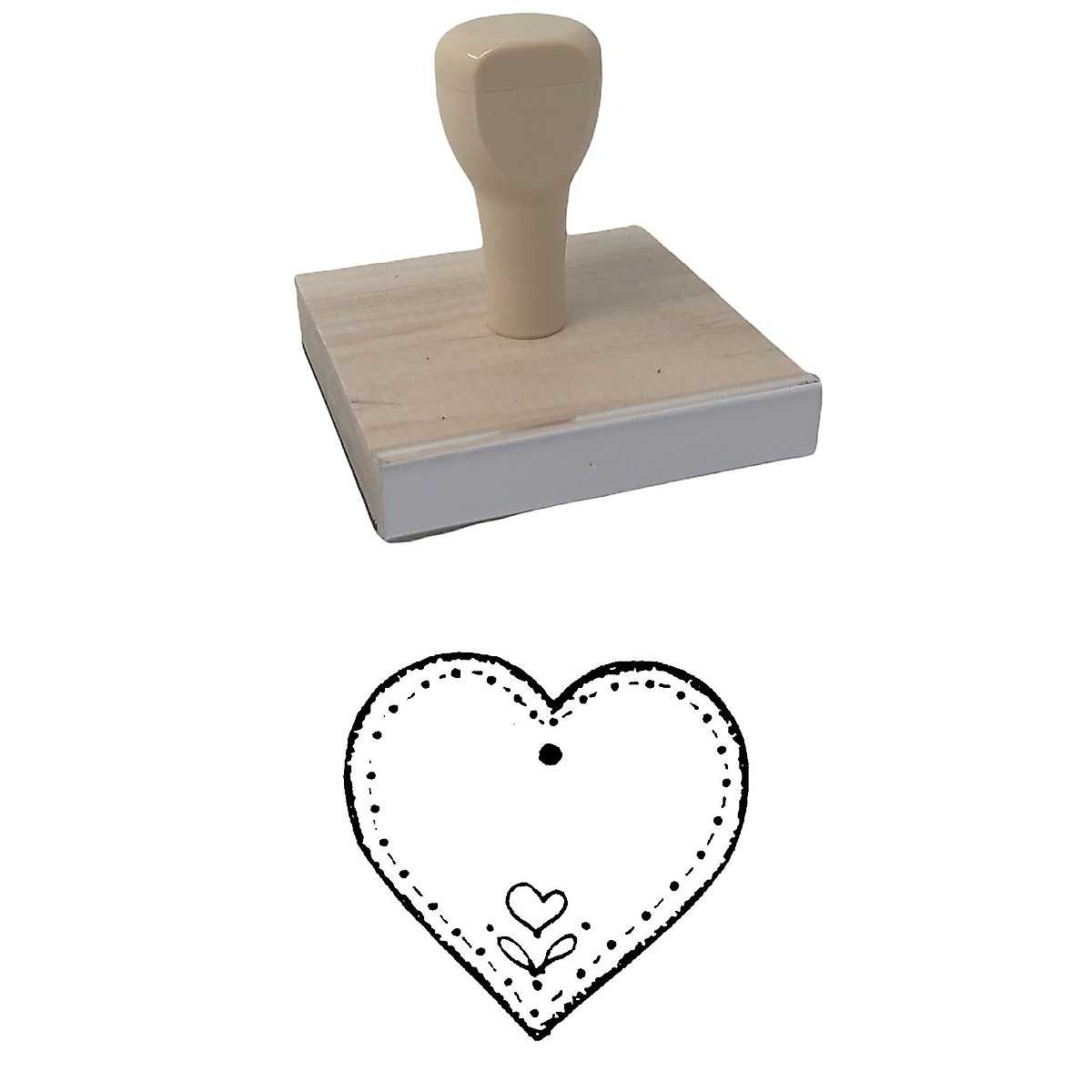 Hampton Studios Heart Rubber Stamp, 4 X 4 Wood Stamp