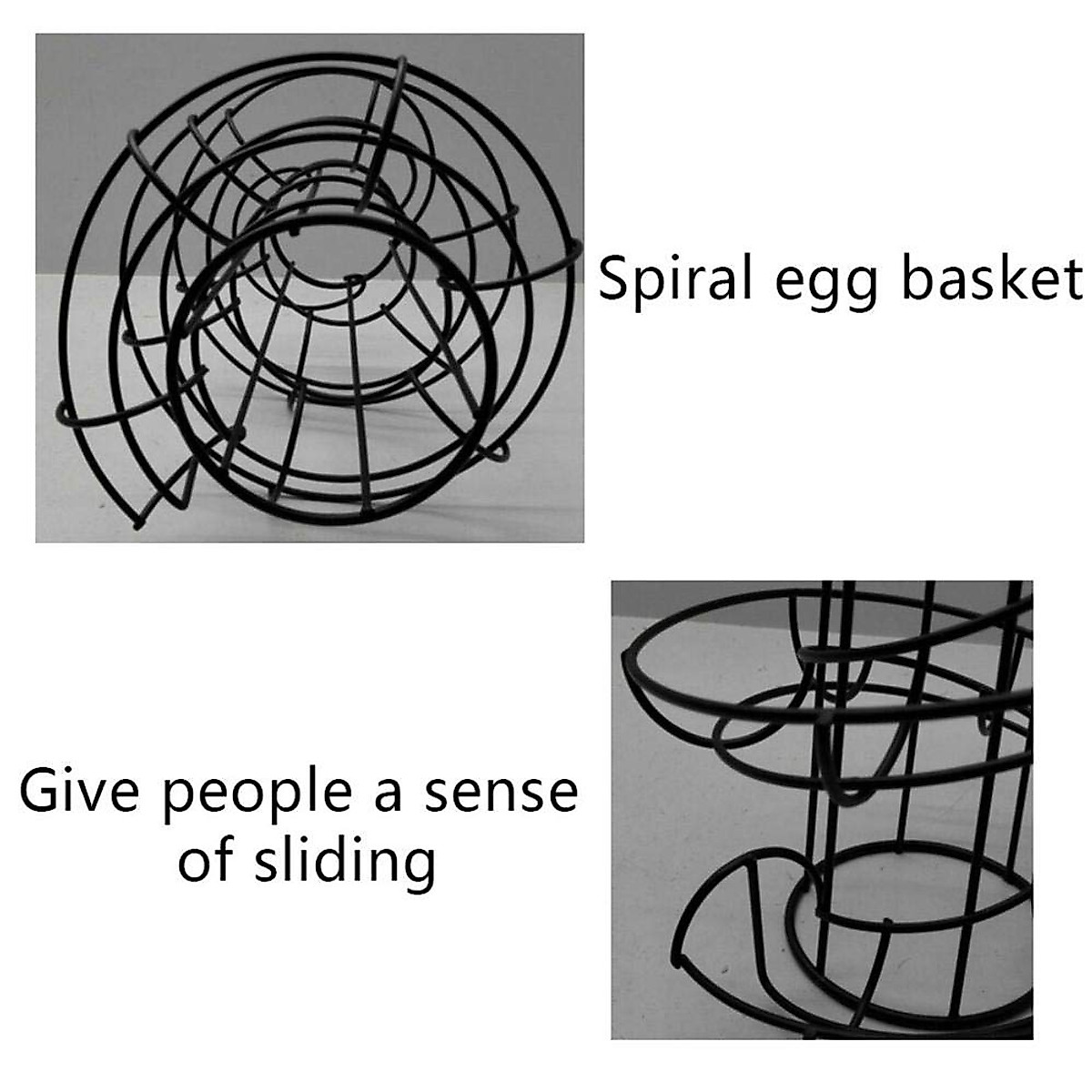 Hovico Egg Skelter Spiral Design Metal Egg Skelter Dispenser Rack,Storage Display Rack (Black)