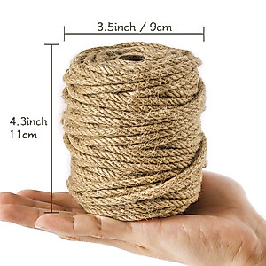 Tenn Well 5mm Jute Rope, 100 Feet 4Ply Twisted Heavy Duty and Thick Twine Rope for Gardening, Crafting, Packing, Bundling and Home Decor