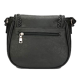 KKXIU Casual Flap Saddle Crossbody Bags for Women Purses and Handbags with Tassel (Z-Black)
