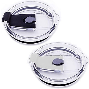 2 pcs Tumbler Replacement Lids,Spill-proof Splash Resistant Straw-friendly Cover,BPA Free & Straw Friendly (30 oz,white&black)