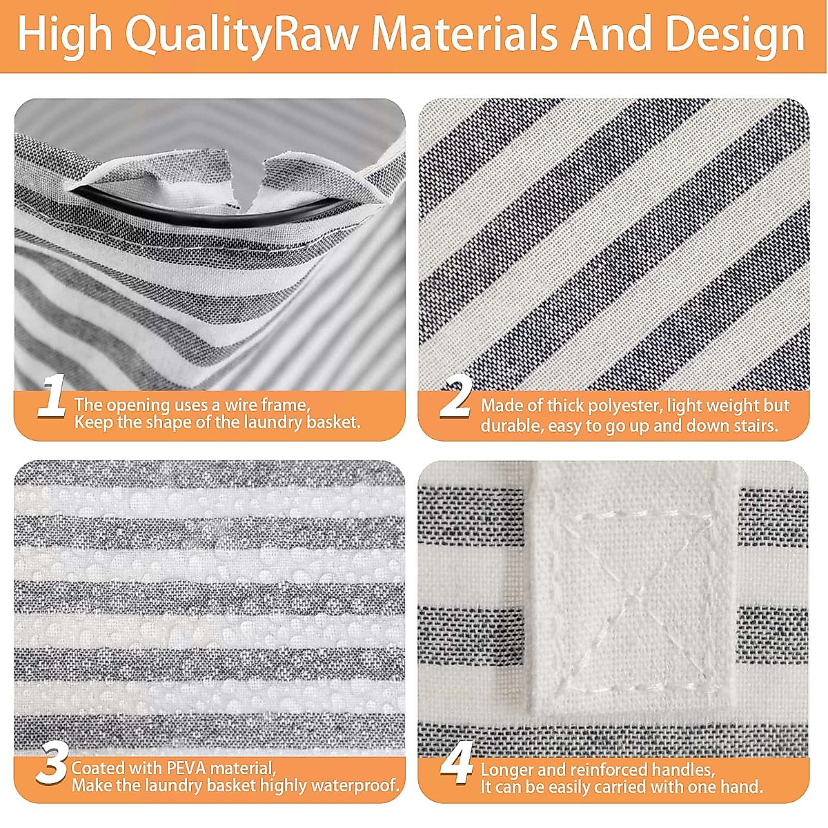 PFFVRP 100L Freestanding Laundry Hamper Collapsible Extra Large Laundry Basket with Easy Carry Extended Handles for Clothes, Dirty Clothes Hamper (Grey)