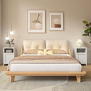 furtble Nightstands Set of 2, Modern Bedside Table, Sofa End Table with Storage Shelf, Narrow Nightstand, Wooden Bedside Furniture for Bedroom, White