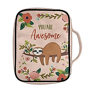 UNICEU Bible Cover for Women Girls Gifts Floral Sloth- You Are Awesome Bible Case Scripture Study Book Carrying Tote Bag for Church Library