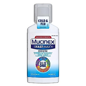 Mucinex Fast-Max Cold & Flu All-in-One Maximum Strength Liquid, 6 fl. oz. (Packaging May Vary)