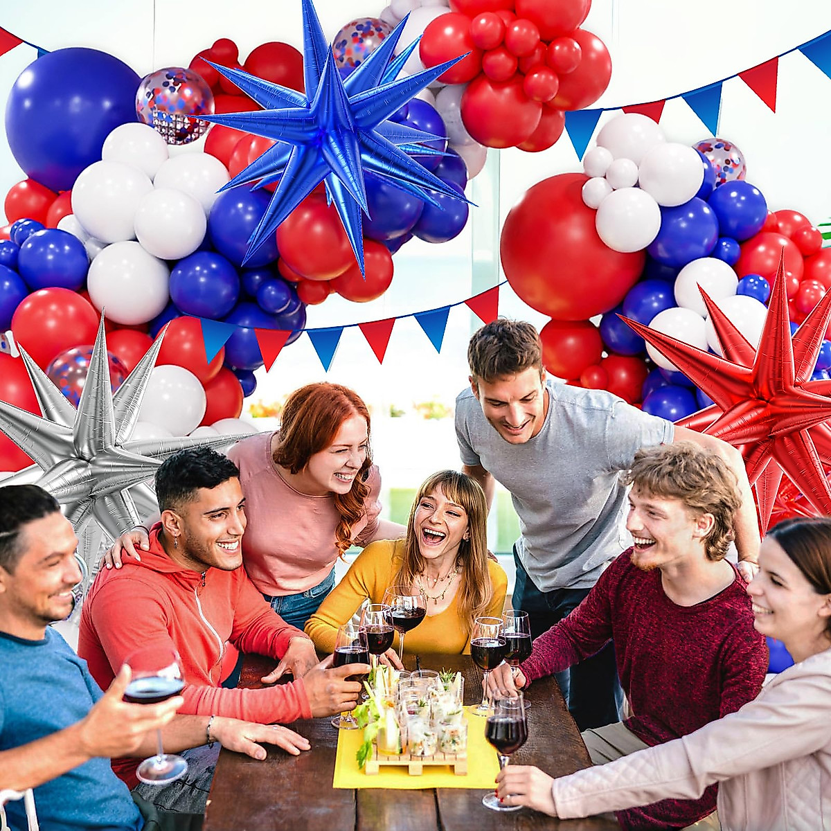 Red White and Blue Balloons Garland Arch Kit, 5 10 12 18 inch Red White Blue Confetti Latex Balloons for 4th of July Graduation Baseball Birthday Party Decorations