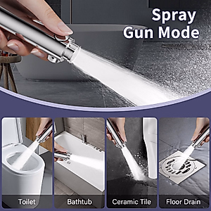 HOWUWEY Sink Hose Attachment for Faucet with 5 Adapters, Tub Faucet Sprayer Attachment, 3 Spray Modes Shower Head with ON/OFF Button, Filtered Shower Sprayer Attachment for Tub Faucet (Chrome)