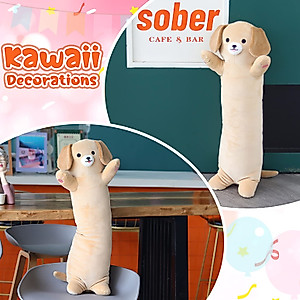 JEROKUMI Long Dog Plush Boby Pillow - 26” Cute Dog Body Pillow Kawaii Dog Plushie, Long Dog Plush Hugging Body Pillow for Kids Birthday Gifts for Girls and Boys (Labrador Plush)