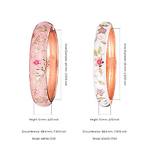 UJOY Colors Handcraft Jewelry Cloisonne Bracelet Enamel Bird Spring Hinged Womens Bangles Gifts Box 55C49-55A82 pink white