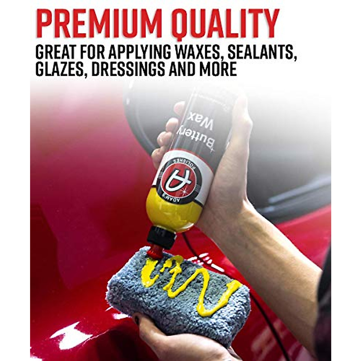 Adams Plush Microfiber Applicator Pad (2 Pack) – Microfiber Sponge Car Detailing Applicators | Use with Ceramic Coating for Cars, Car Wax, Paint Sealants, Compound, Polish, Glazes & More