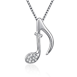 VANLAMS s925 Sterling Silver Musical Note Necklace for Women Girlfriend Quaver Music Jewelry Gifts