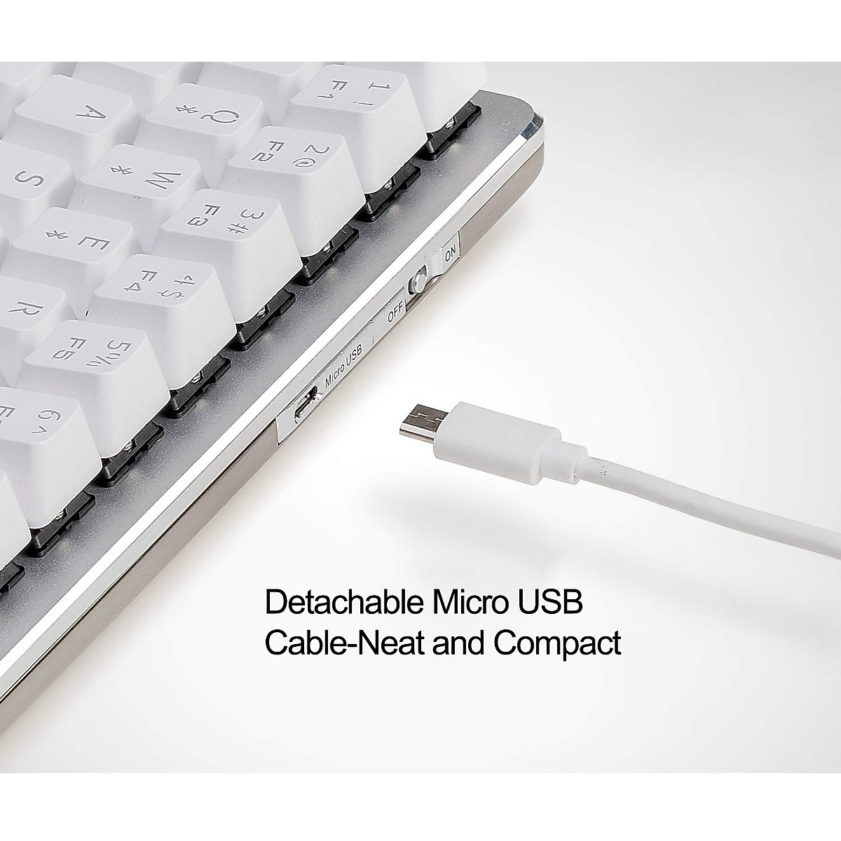 EPOMAKER AJAZZ ZINC 68 Keys Bluetooth Wireless/Wired Gaming Mechanical Keyboard, with Aluminum Zinc Alloy Frame, White Backlight, 300 Hours Standby Time (Cherry Red Switch, White)