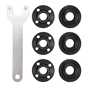 WerkWeit Grinder Angle Spanner Wrench Flange Nut Kit, 1PCS Angle Grinder Flange Wrench and 6PCS Flange Nuts, Compatible with Dewalt Bosch Black Decker Ryobi Makita(4.5" 5" 5/8-11)