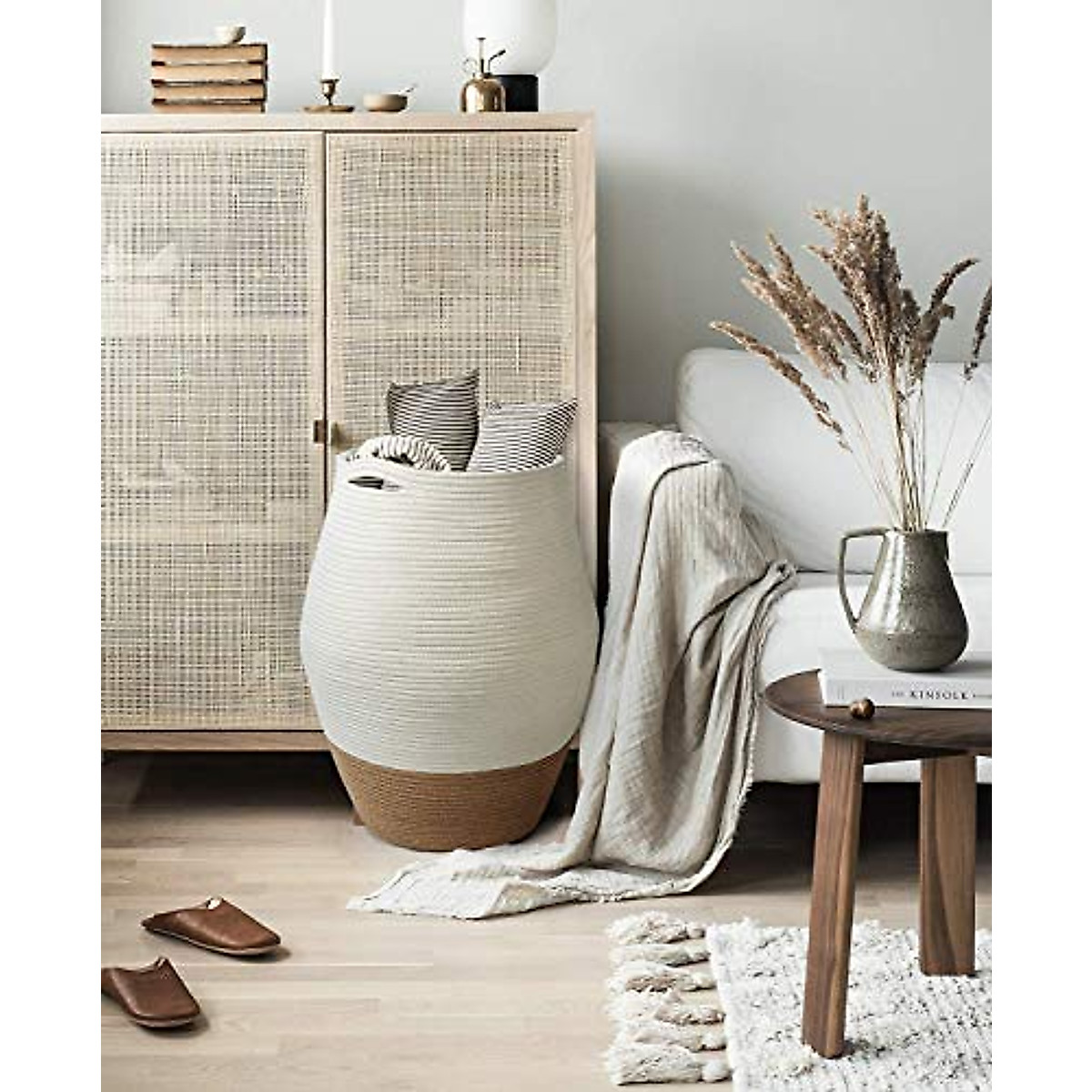 Goodpick Boho Woven Toy Basket And Tall Laundry Hamper (Set of 2)