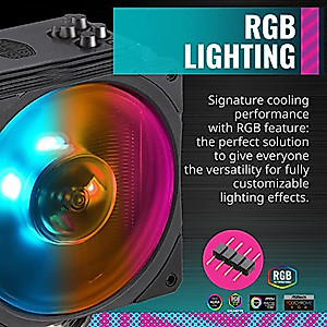 Cooler Master Hyper 212 RGB CPU Air Cooler with SF120R PWM Fan, Gun-Metal Nickel Fins, 4 Copper Heat Pipes - For AMD Ryzen & Intel LGA1700/1200/1151