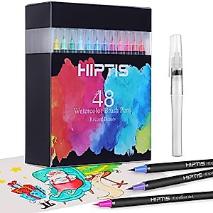 Wesoky Watercolor Brush Pens, 24/48 Colors Flexible Real Nylon Brush Tip Pens for Watercolor Painting, 1 Blending Brush, Watercolor Paint Set Paint Markers for Artists and Beginner Painters